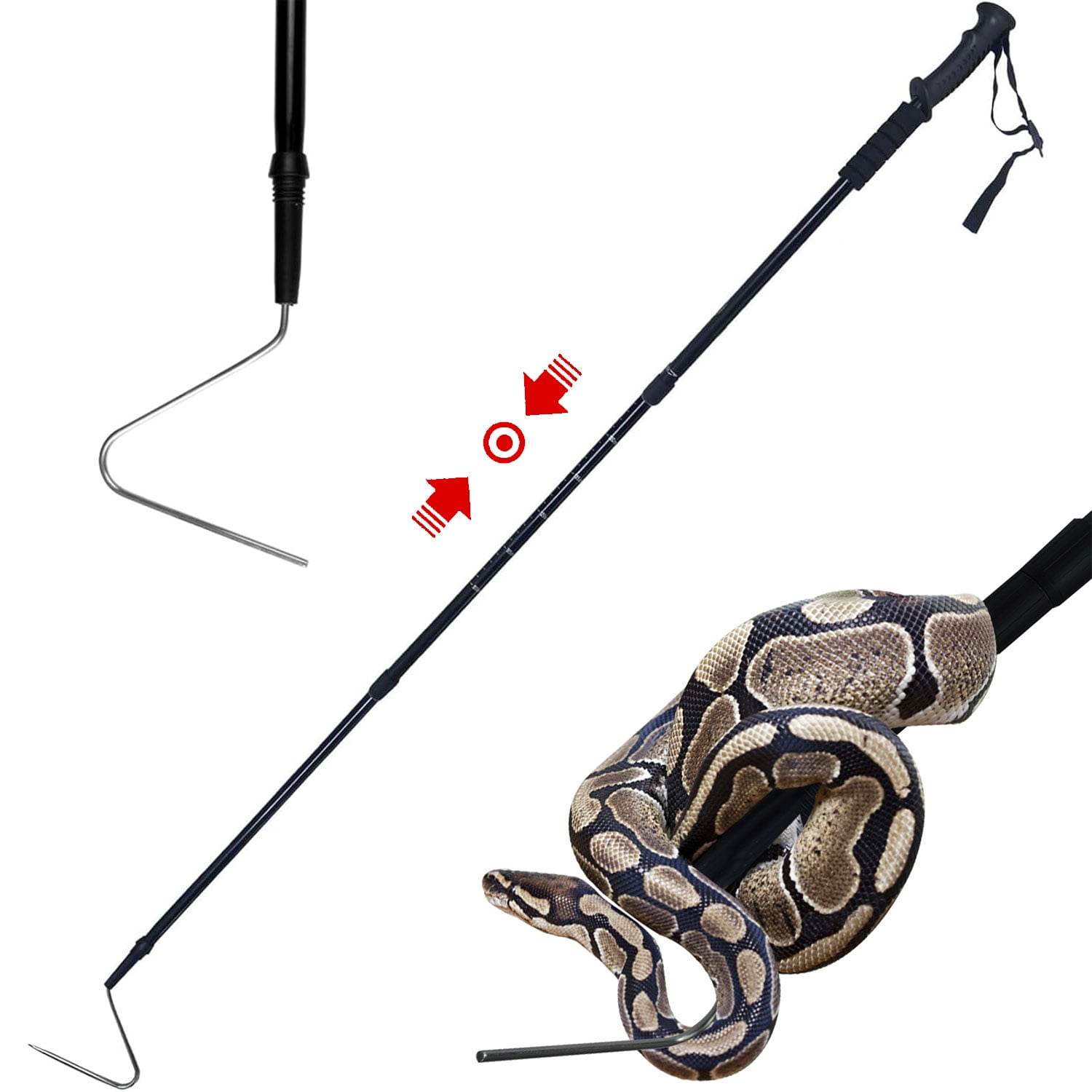 57" Snake Hook, Heavy Duty Aluminum Alloy Reptile Grabber Catcher with ...