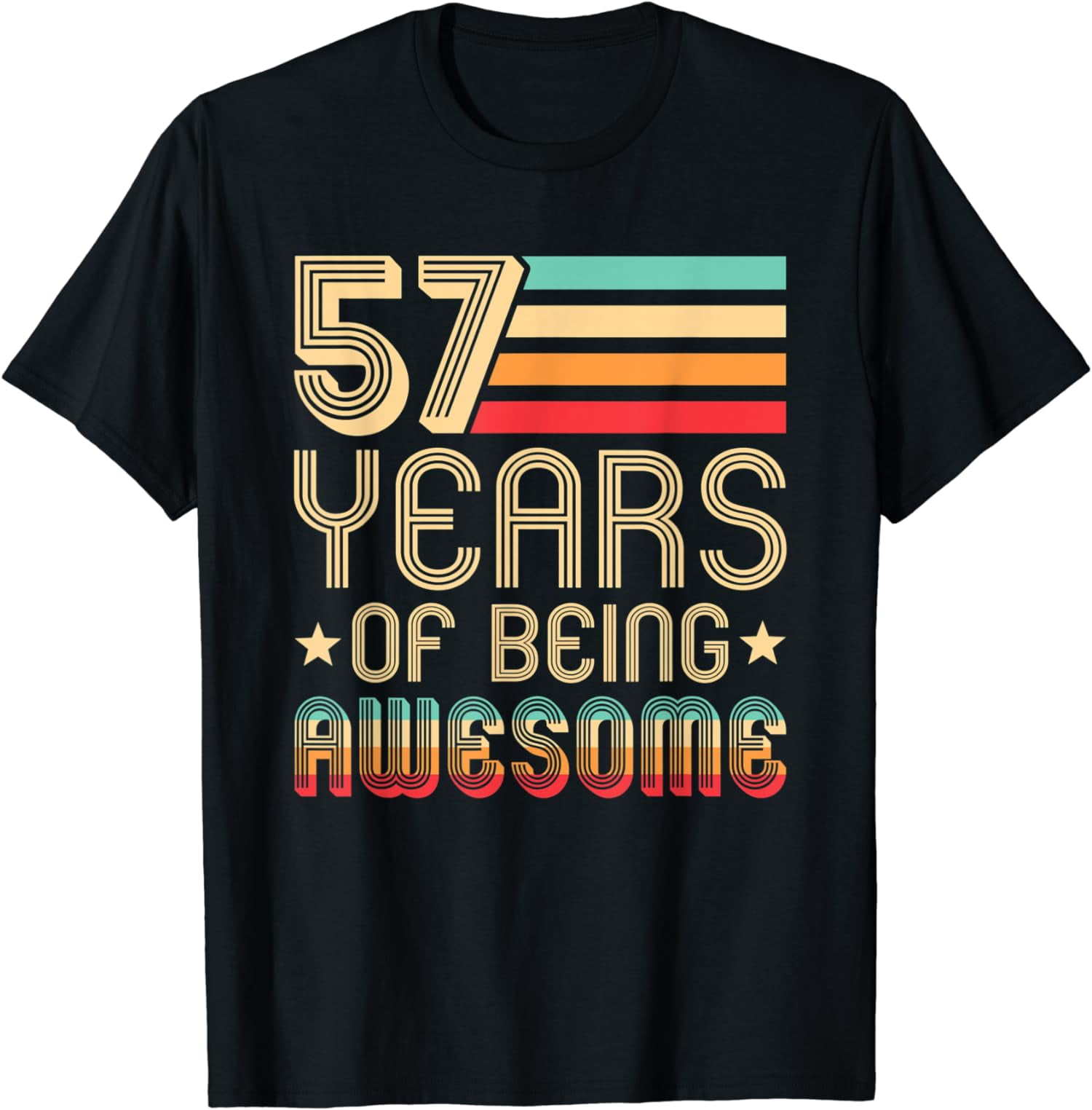 57 Years Of Being Awesome 57 Years Old 57th Birthday Retro T-Shirt ...