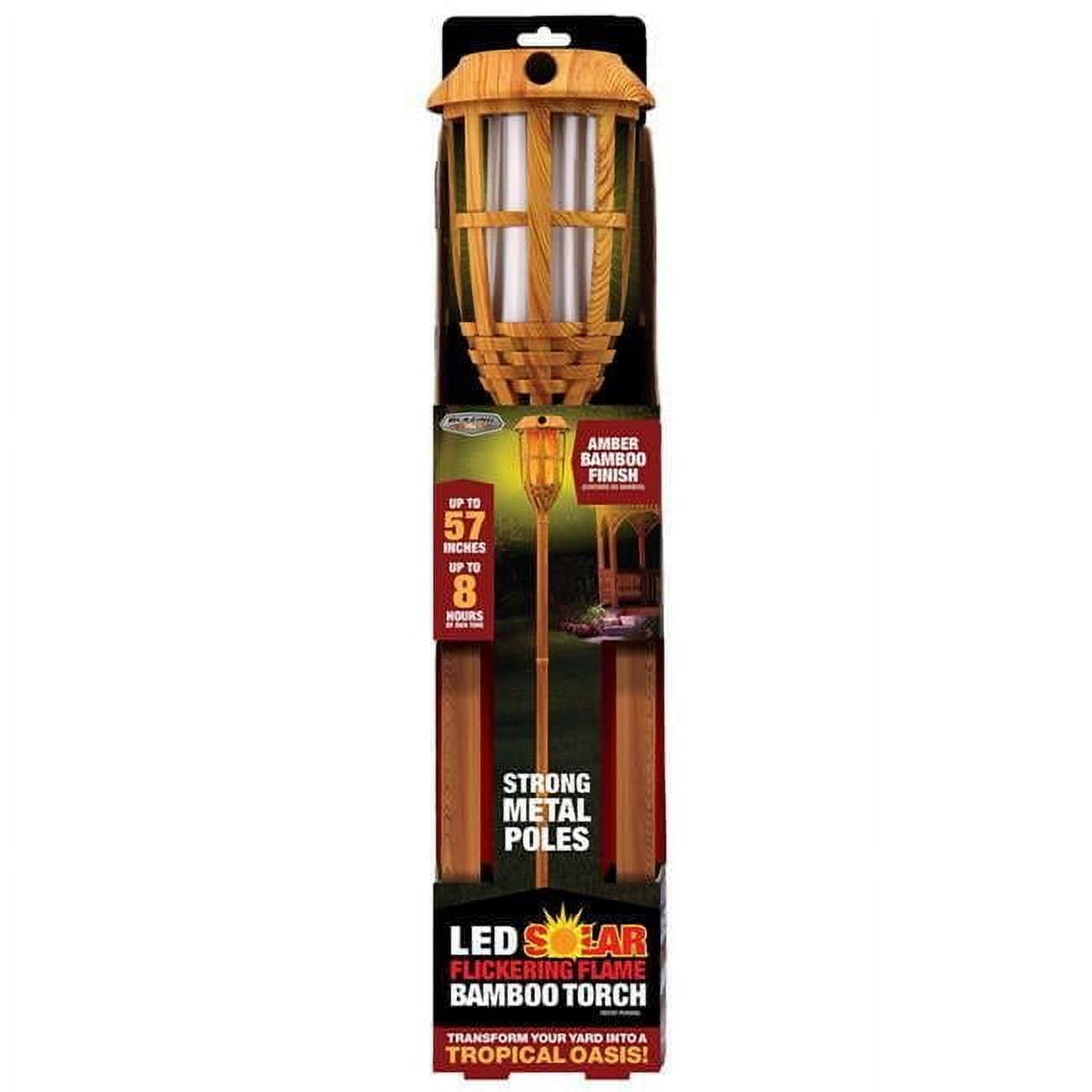 57 in. Blazing LED Metal Flickering Flame Bamboo Torch, Amber - Pack of ...