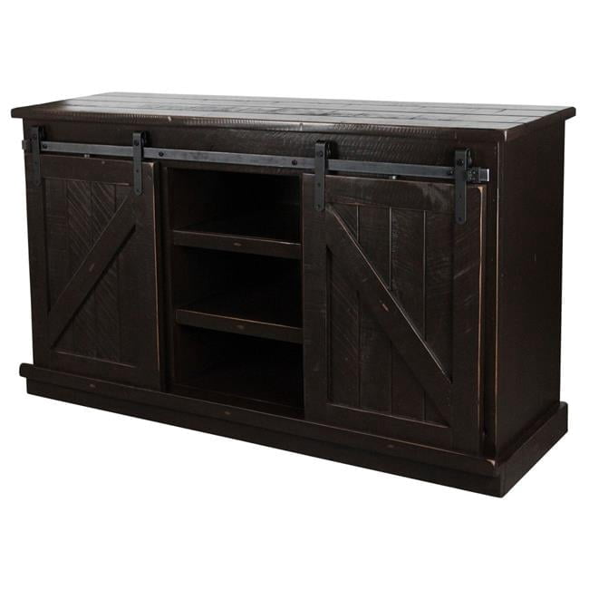 57 in. Rustic Quaint TV Stand, Rustic Antique Black - Walmart.com