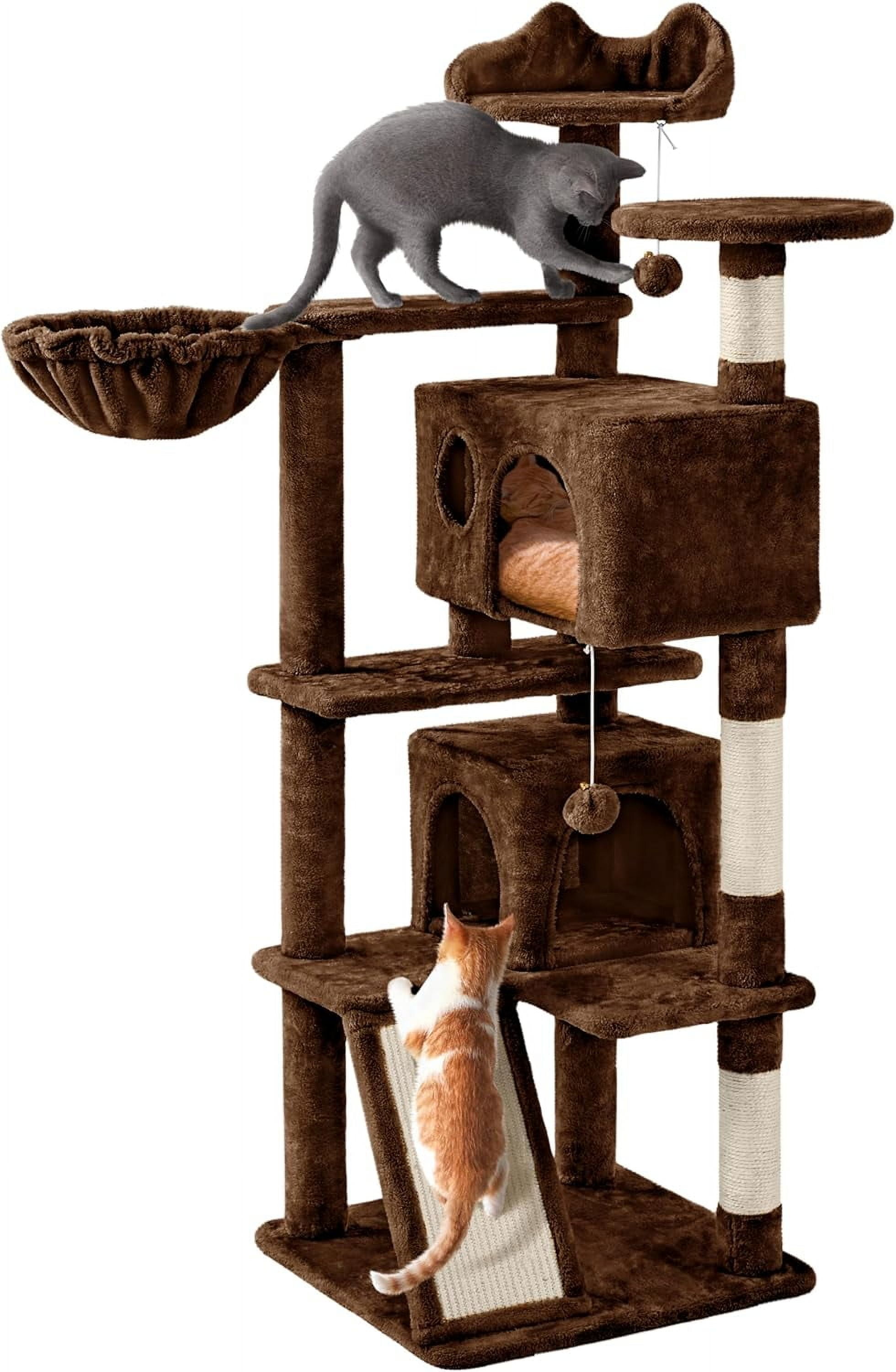 57 inches Cat Tree for Indoor Cats, Multi-Level Cat Tower w/ 3 Perches ...