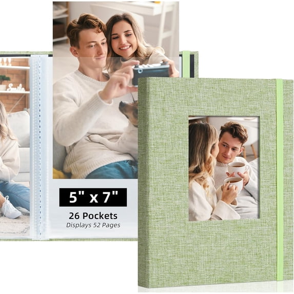 57 photo album, slip-in fabric cover scrapbook with front window, can ...
