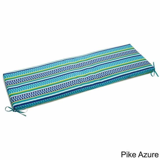 57 x 19 in. Patterned Outdoor Spun Polyester Bench Cushion, Pike Azure ...