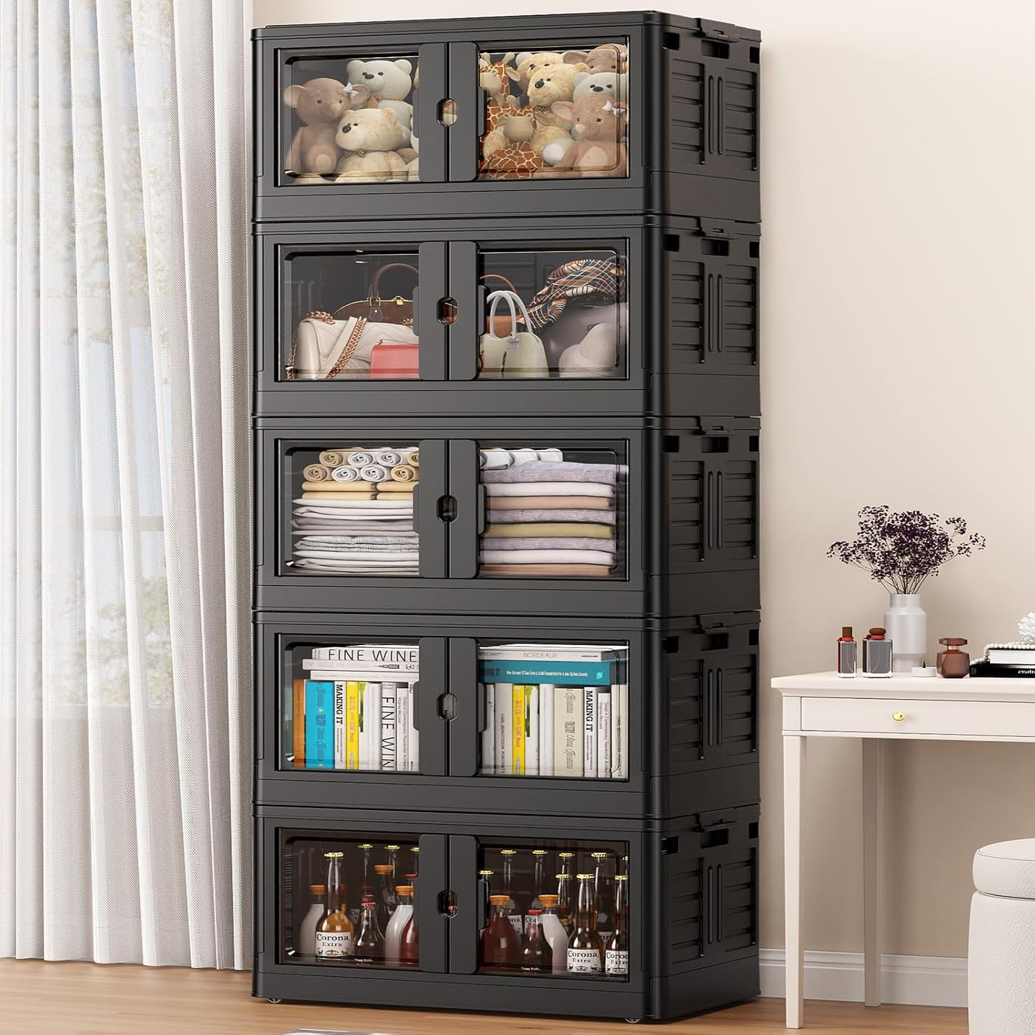 575Qt Stackable Storage Bins with Individual Lids & Wheels, Large ...