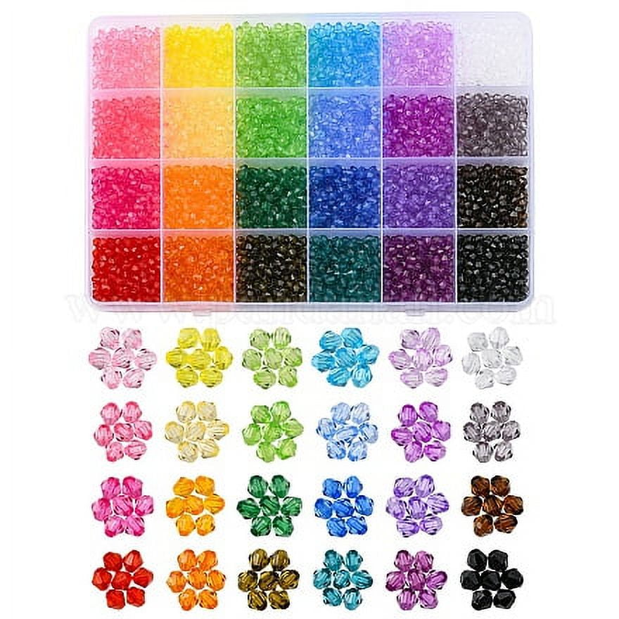 5760Pcs 24 Colors Transparent Acrylic Beads Bicone Mixed Color 4x4mm ...