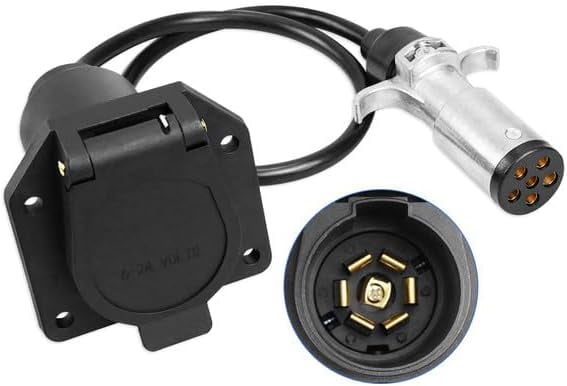 57667 Durable 6-Way to 7-Way RV Blade Trailer Wiring Adapter with ...
