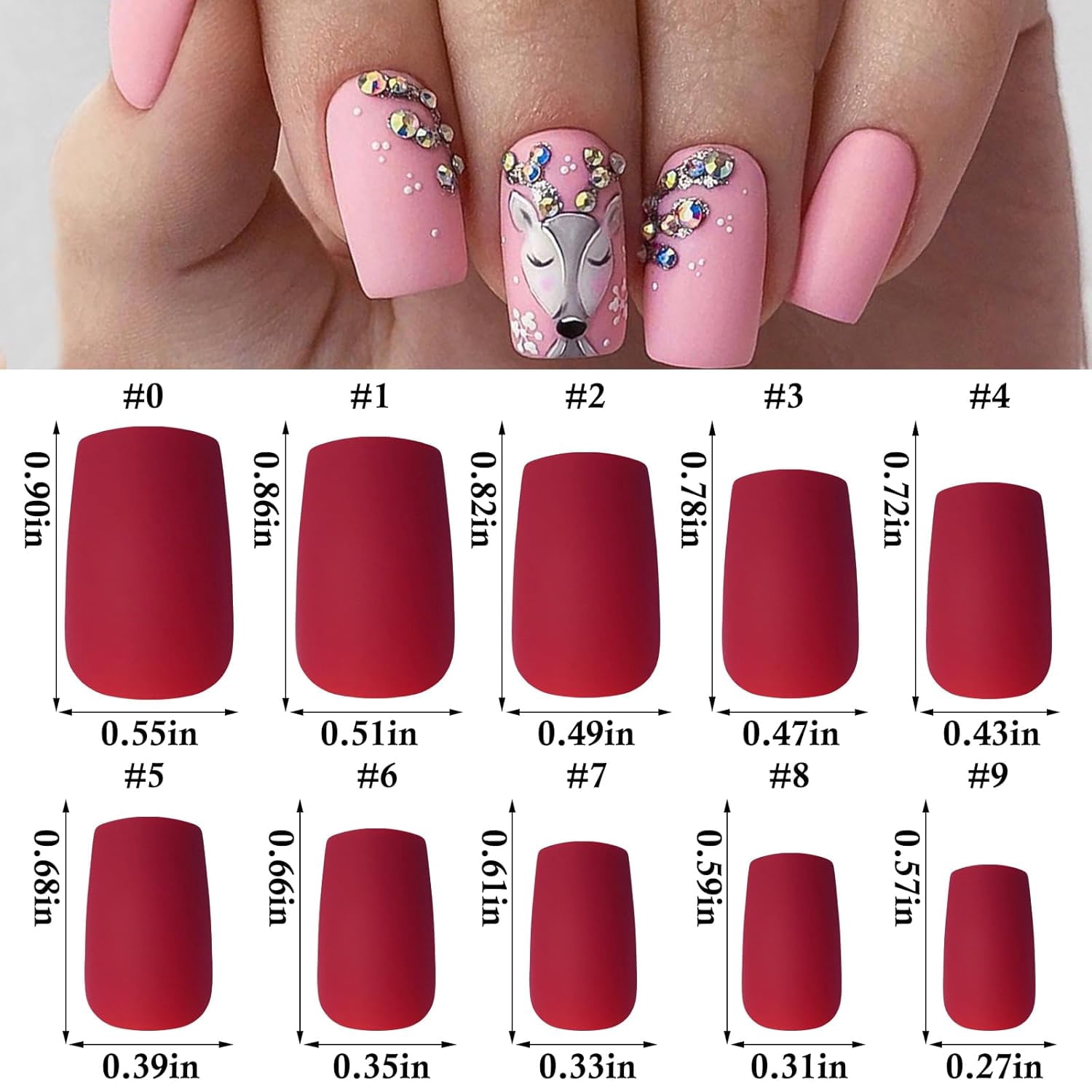 576pc Square Press on Nails Medium Matte Fake NailsTapered Square Full ...