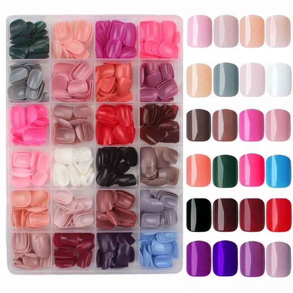 LIDUI-French Tip Press on Nails Short Oval Fake Nails - 150Pcs Bright ...