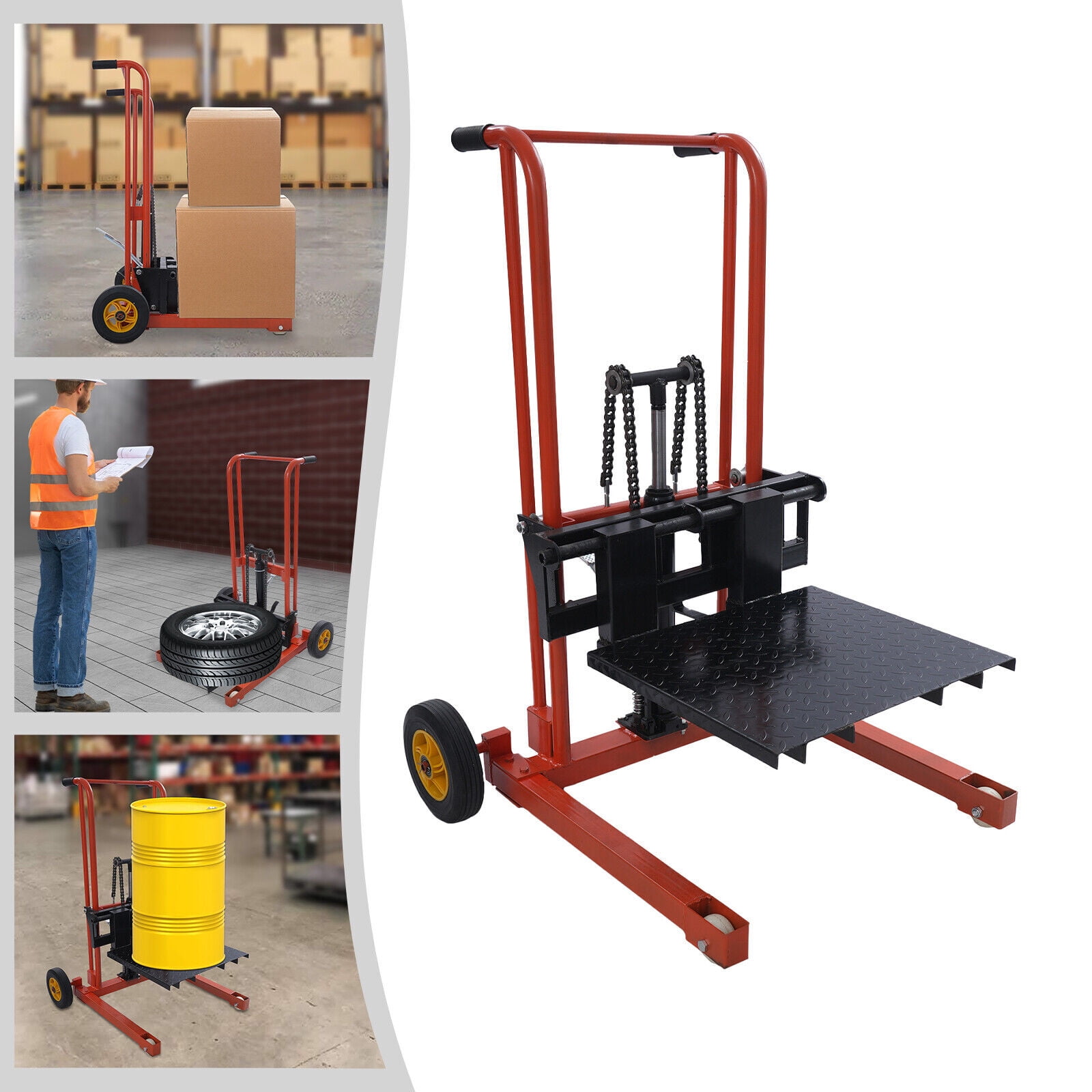 577lbs Hydraulic Material Lift Winch Stacker Adjustable Hight Pallet ...
