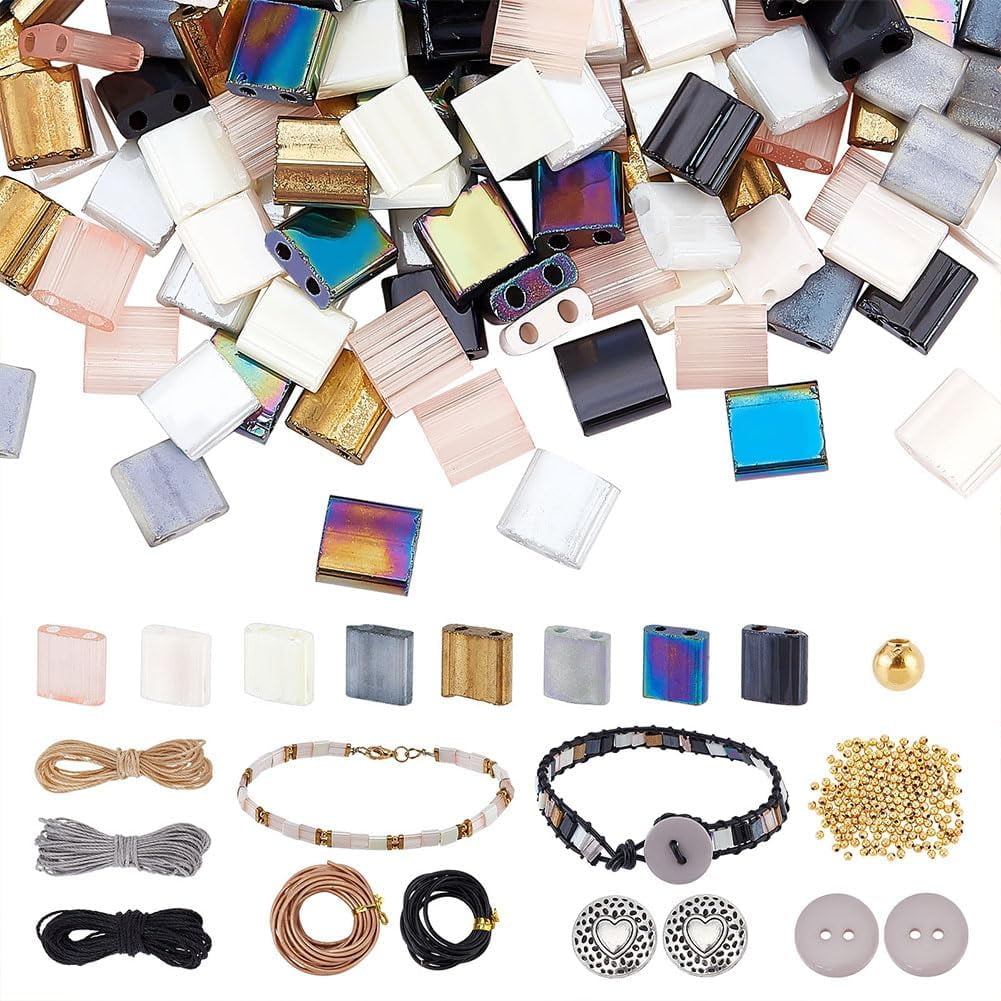 579pcs Bracelet Making Kit 5x5mm 5x2mm Beads Crafts Leather Wrap ...