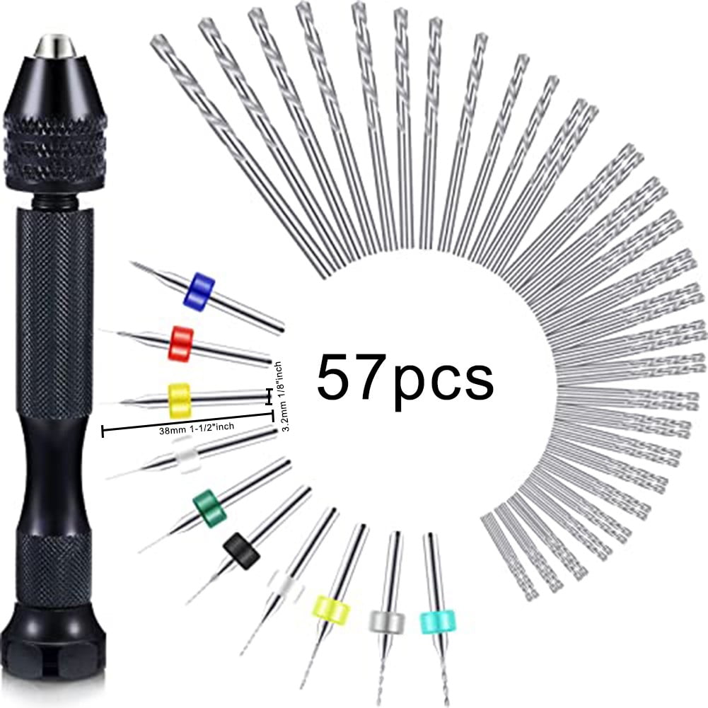57Pcs Hand Drill Set Pin Vise Hand Drill Bits for Diy Jewelry And ...