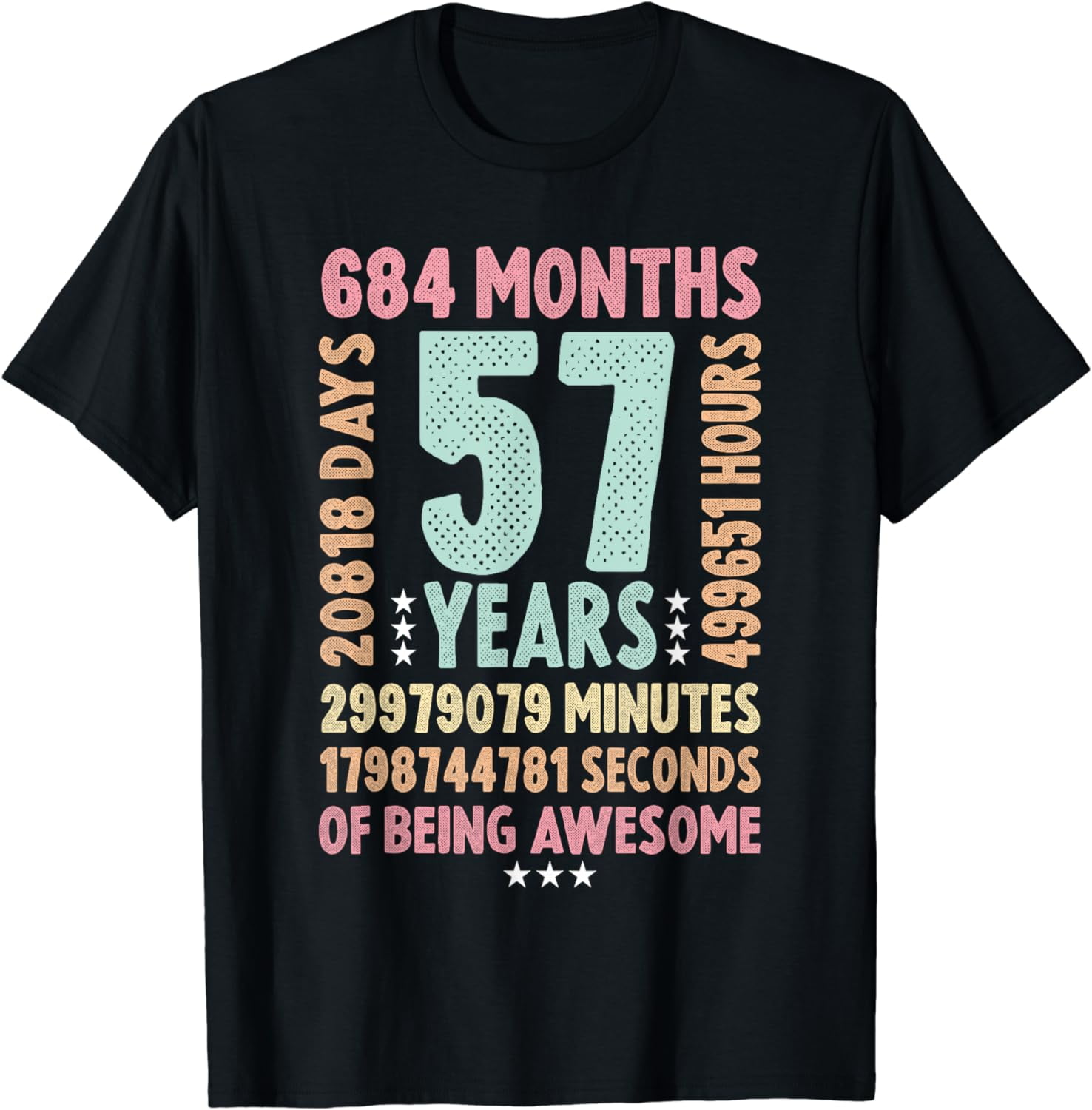 57th Birthday 57 Years Old Vintage Retro - 57 yr old T-Shirt - Walmart.com