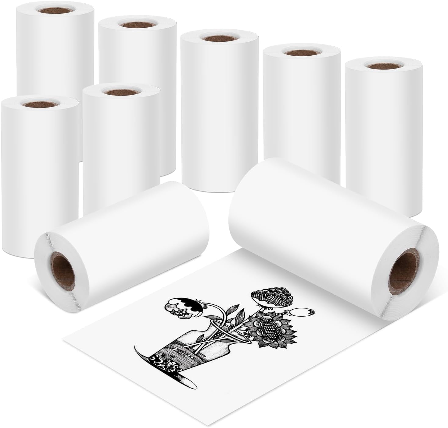 57x30mm Sticker Thermal Paper White 9 Rolls Self- Thermal Printer Paper ...