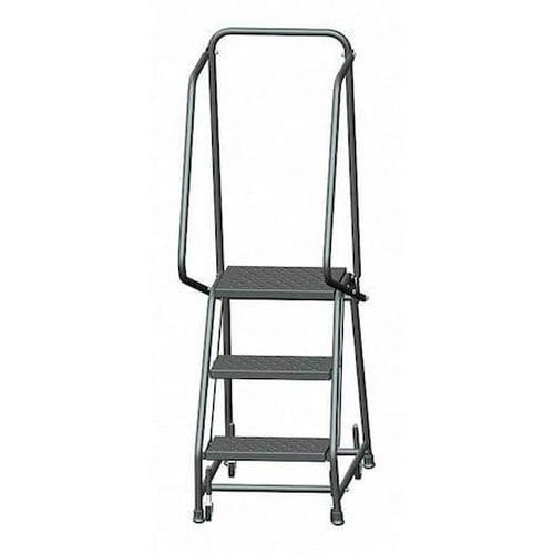 58 1/2 in H Steel Rolling Ladder, 3 Steps, 450 lb Load Capacity ...