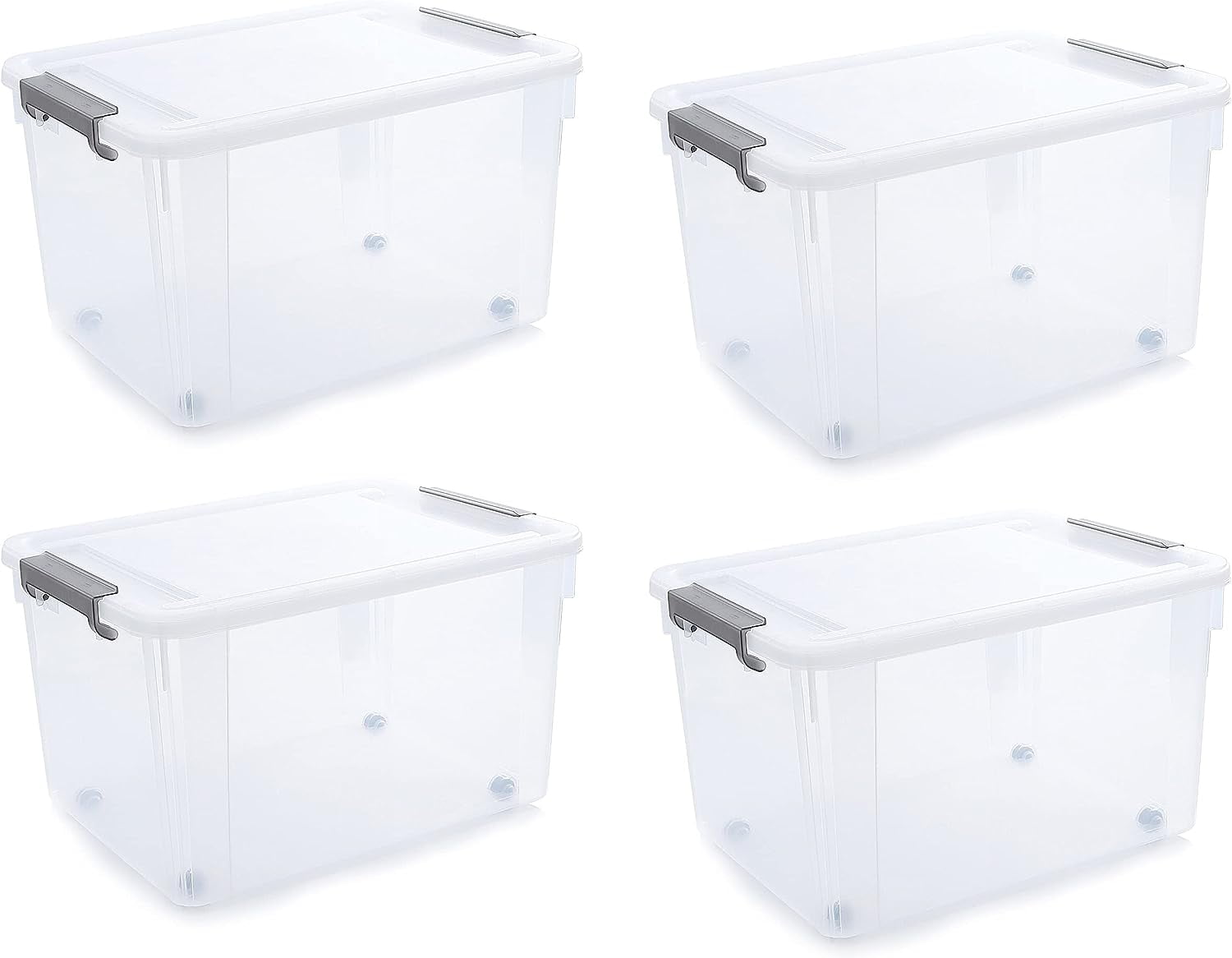 58.1 QT 4 Packs Plastic Storage Bins with Latching Lids Stackable ...
