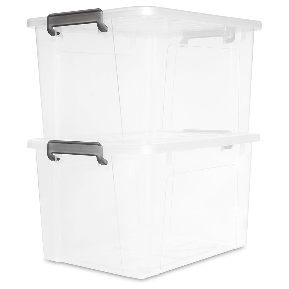 58.1 QT Plastic Storage Bins with Latching Lids, Stackable Storage ...