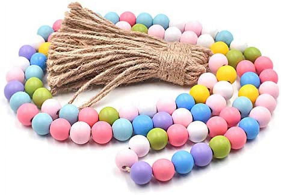 58.3Inch Easter Wood Bead Garland with Tassels-Easter Tassel Garland ...