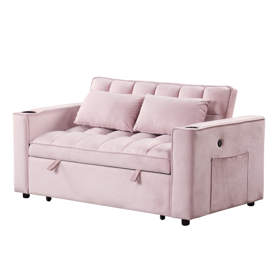 58" 4-1 Multi-functional Sofa Bed with Cup Holder and USB Port, Folding ...