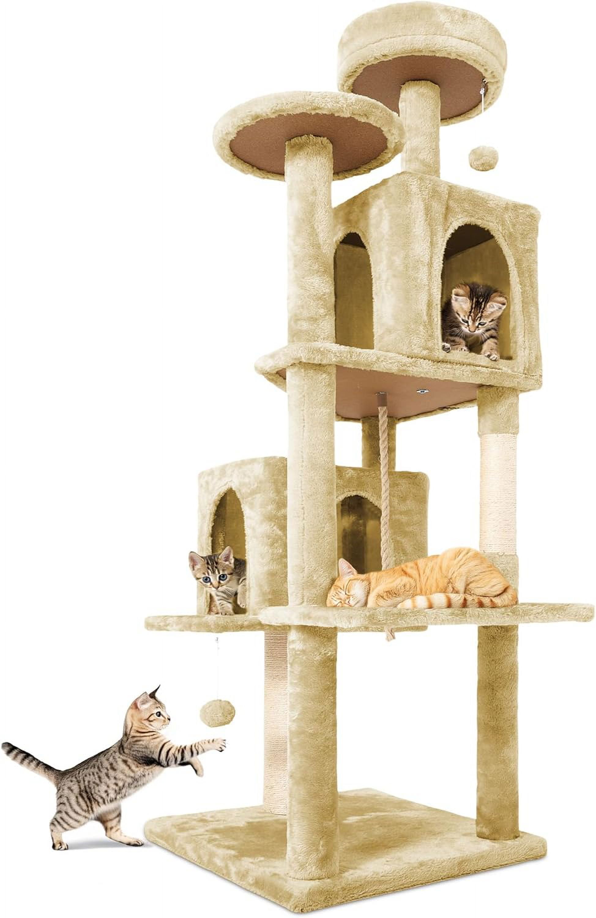 58.5inch Large Cat Tree Tower Condo for Indoor Cats, Soft Plush Multi ...