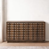 58.6 Inch 4-Door Storage Cabinet Modern Minimalist Rich Brown Solid ...