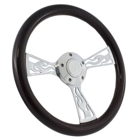 18" Matte Black 4 Spoke Steering Wheel with Horn Bezel and Button-Gloss ...