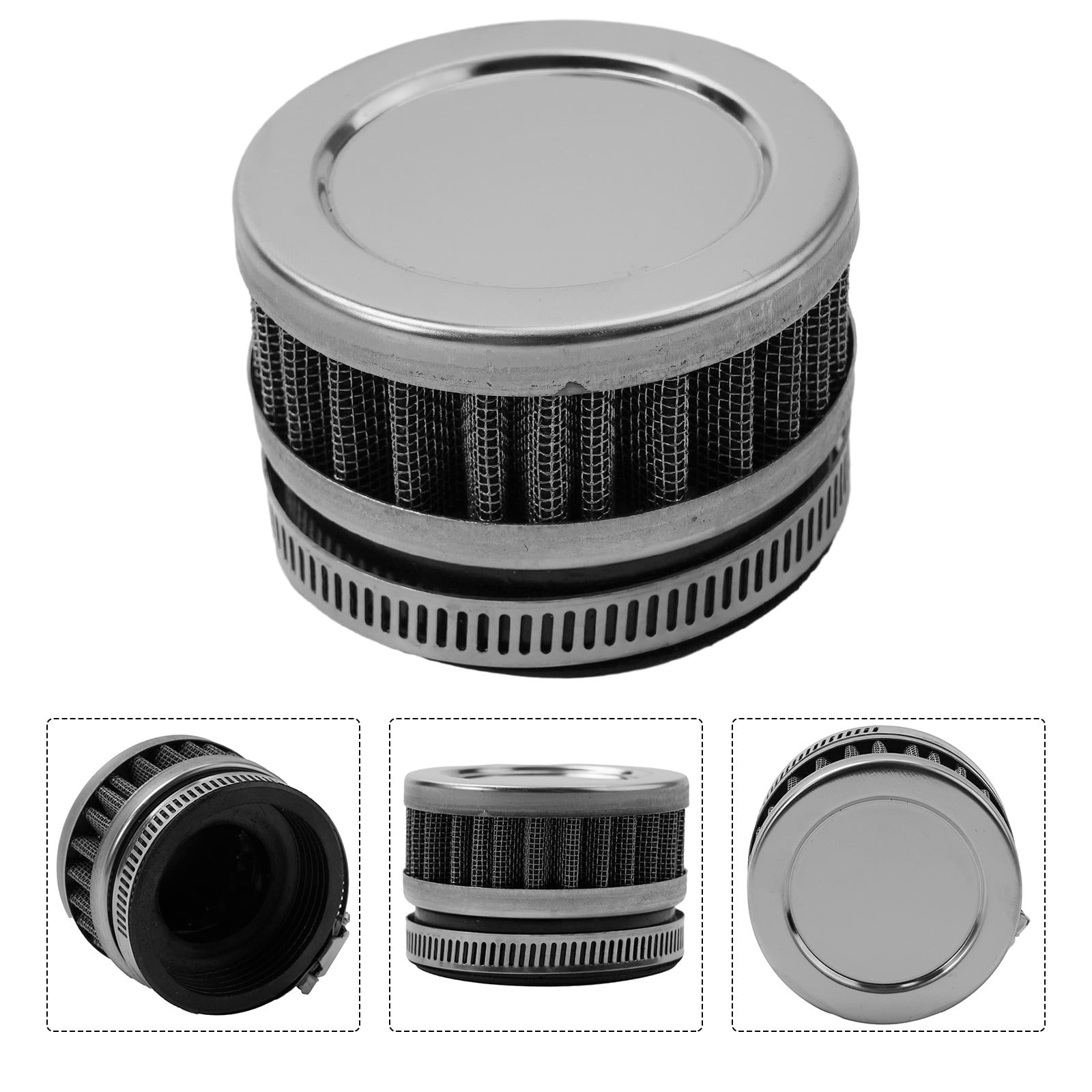 58-60MM Air Filter Cleaner Round Tapered for Motorcycle Silver Tone ...