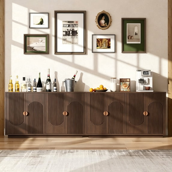 58.8" Mid-Century Modern Sideboard With Storage Cabinets & Open Shelves ...
