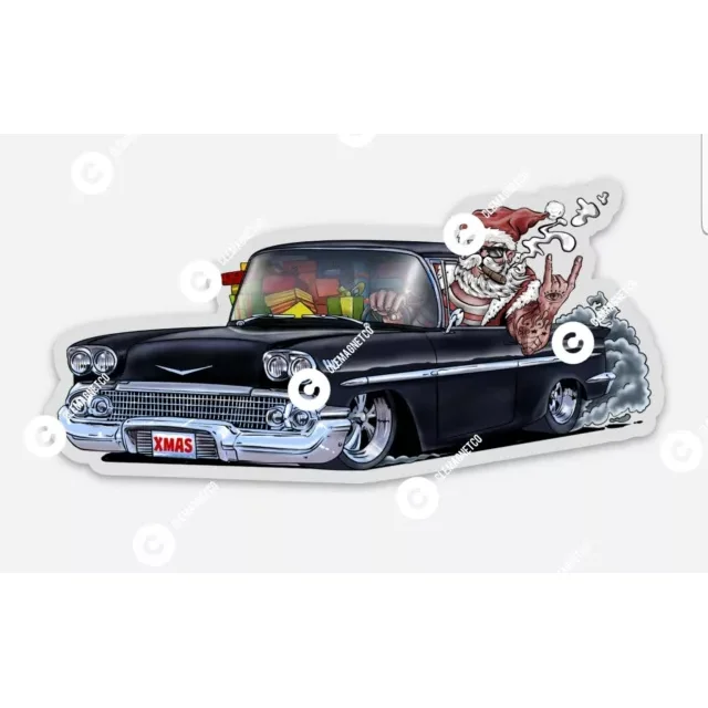 58 Chevy Heaven Santa Sticker - Chevrolet Gm Muscle Car Rat Fink ...