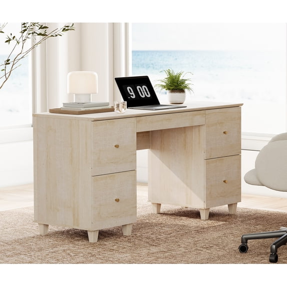 58" Executive Desk with 5 Drawers, Modern Farmhouse Home Office ...
