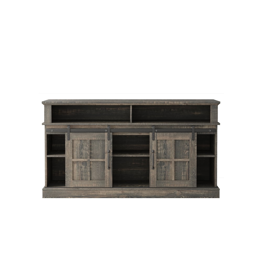 58" Farmhouse TV Stand For 59 Inches TVs, Entertainment Center With Sliding Doors, Storage ...