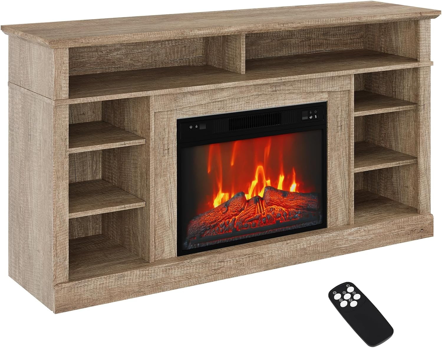 58" Fireplace TV Stand, Freestanding Electric Fireplace Heater TV Stand ...