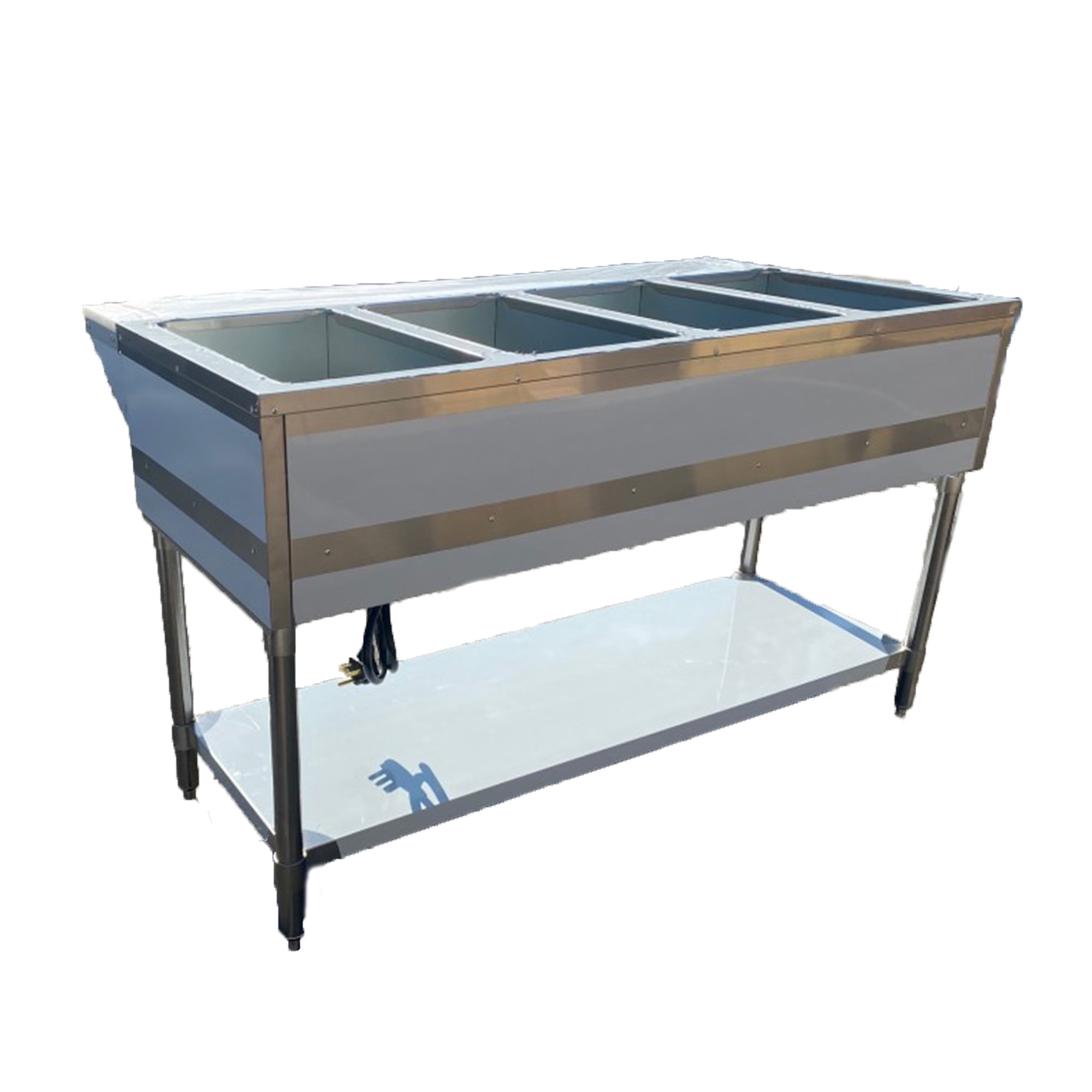 58'' Four-Pan Open Well Electric Steam Table with Undershelf ...