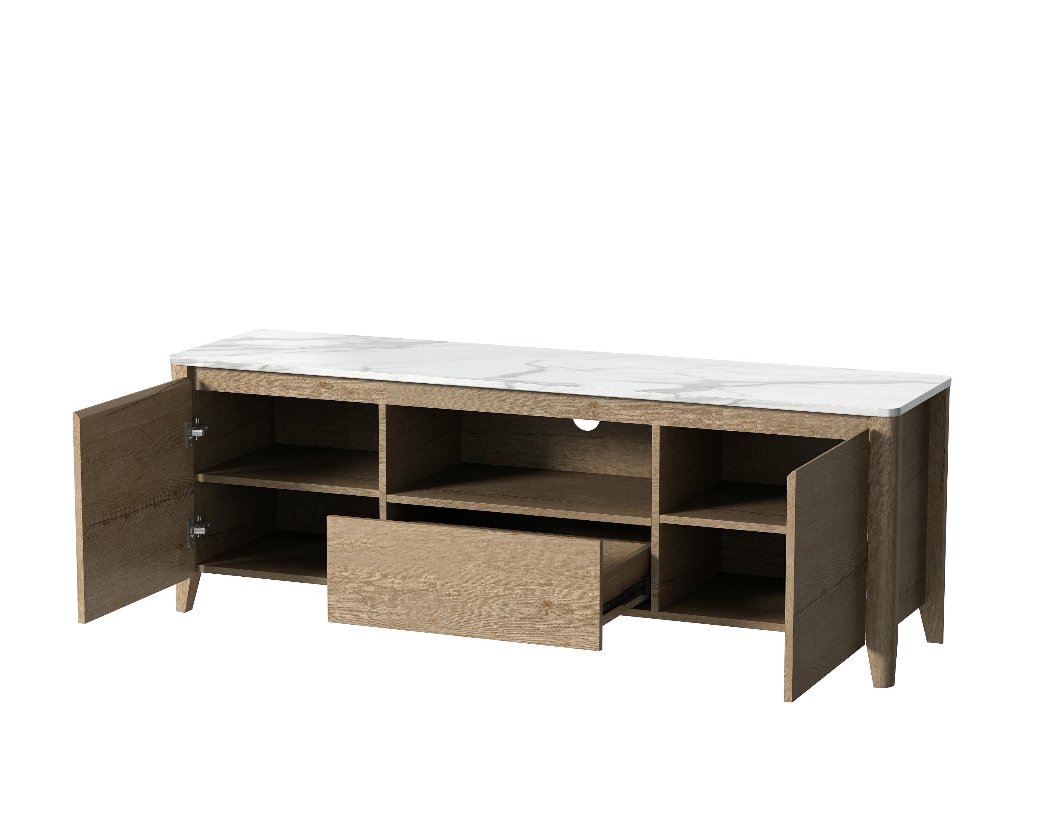 58-Inch Modern TV Stand with LED Lights - Entertainment Center with ...