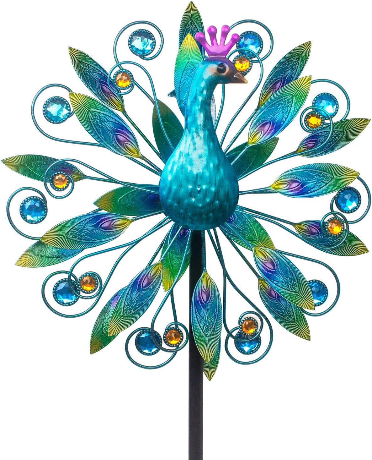 58 Inch Peacock Wind Spinner-Double Wind Sculpture Metal Windmill for ...