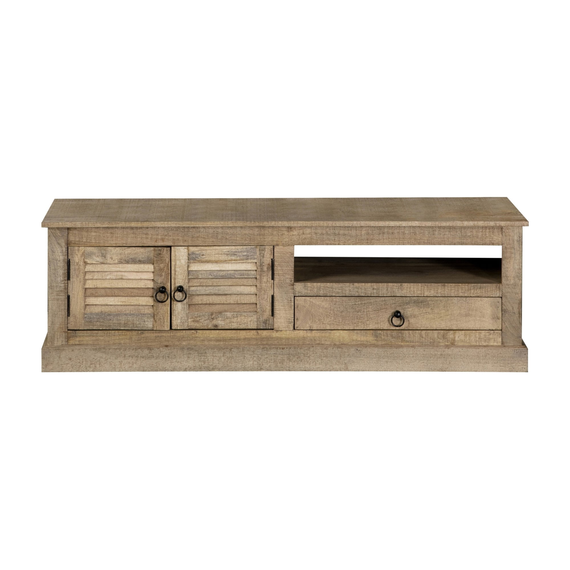 58 Inch Rustic TV Media Entertainment Console, 2 Door Cabinet Natural ...