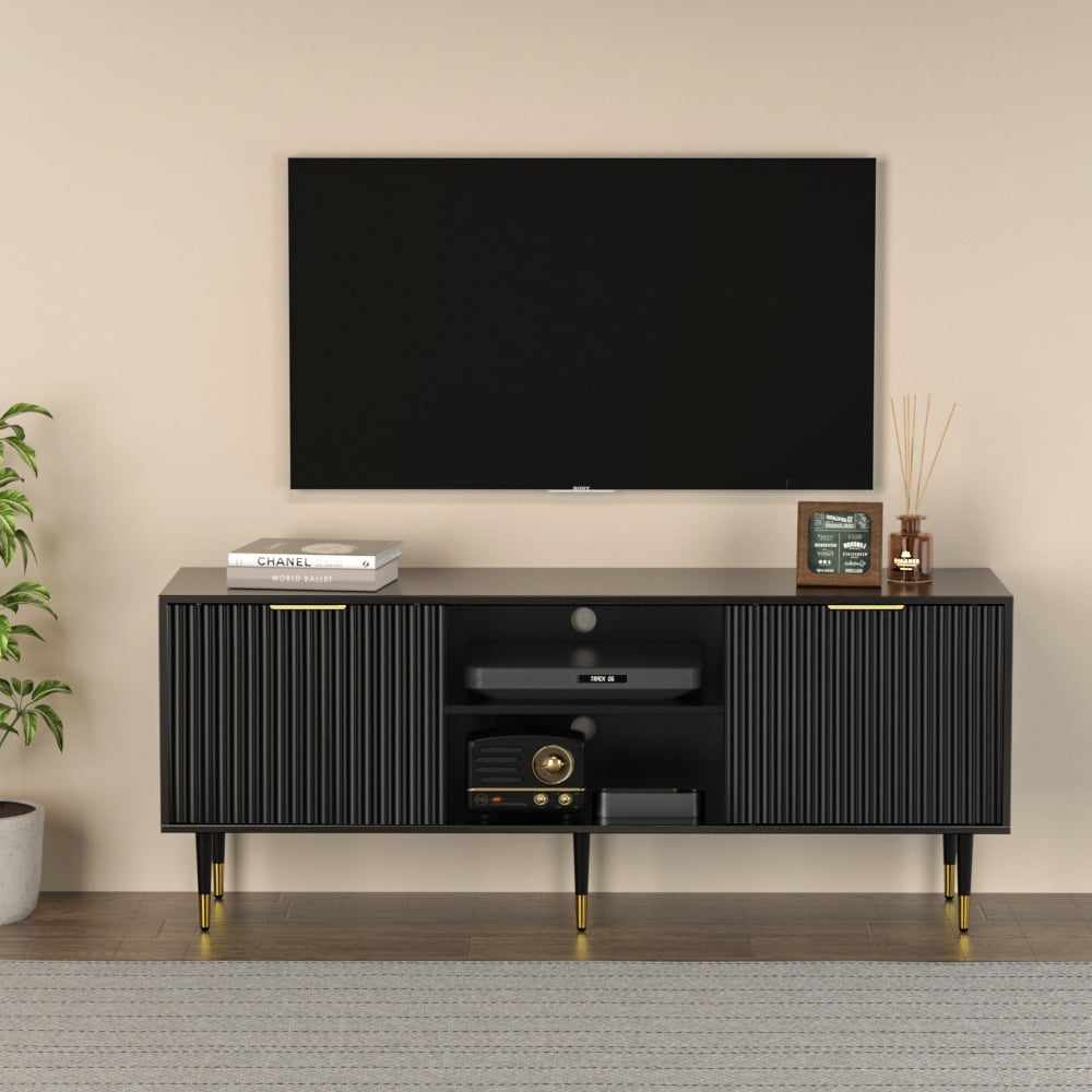 SNYNUXX 58-Inch TV Stand for Living Room Bedroom, Modern Fluted ...