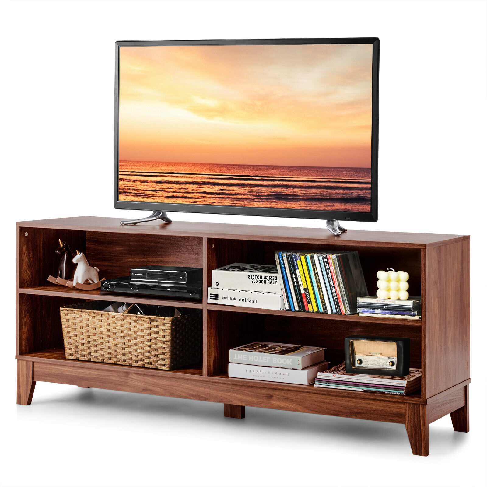 58" Modern Wood TV Stand Console Storage Entertainment Media Center ...