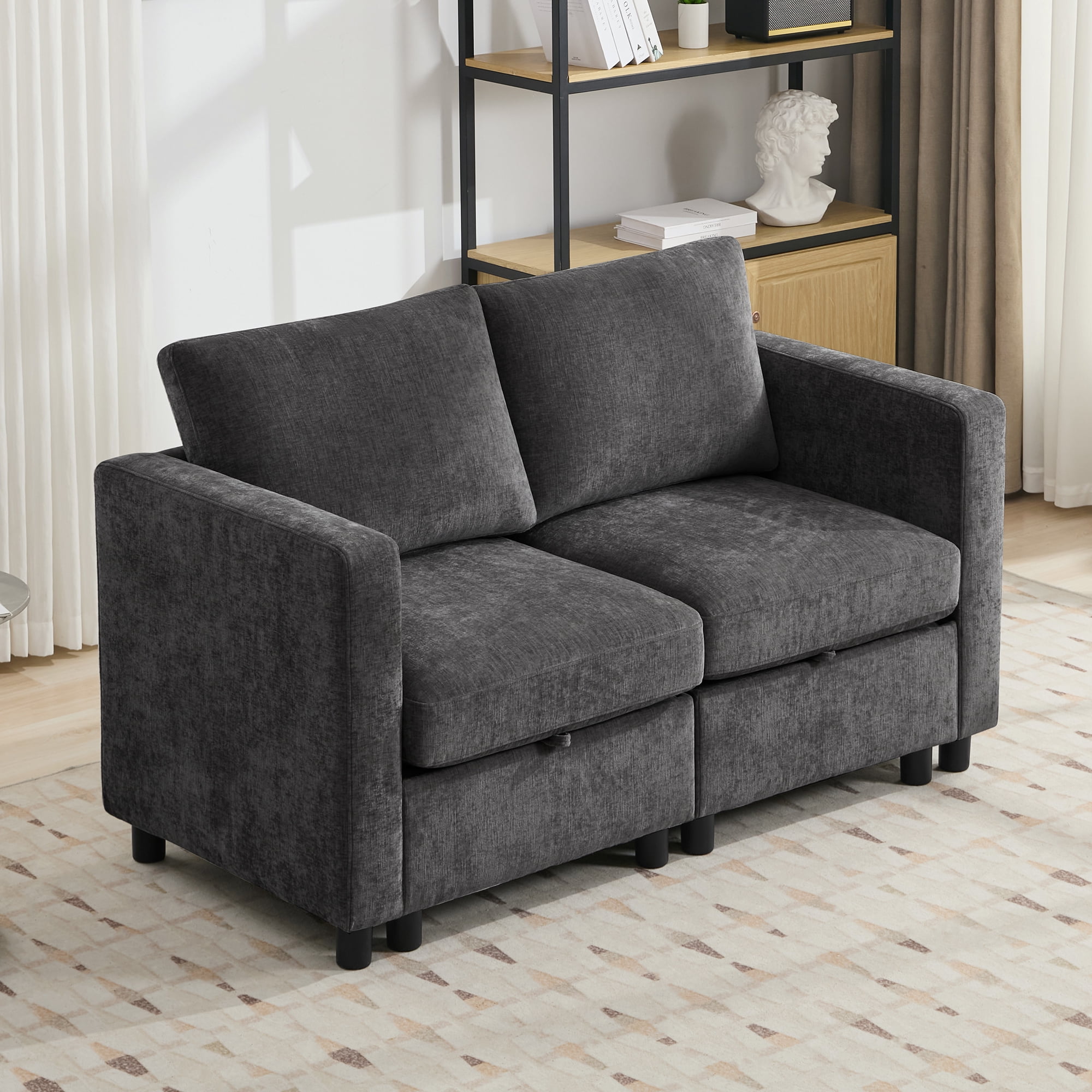 58”Modular Sectional Loveseat Sofa, Modern Love Seat 2 Seater Sofa ...