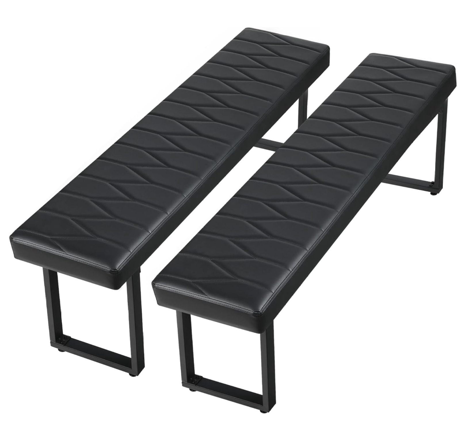 58” Padded Dining Table Bench Pair of 2 for 6-8 Person, Faux Leather ...