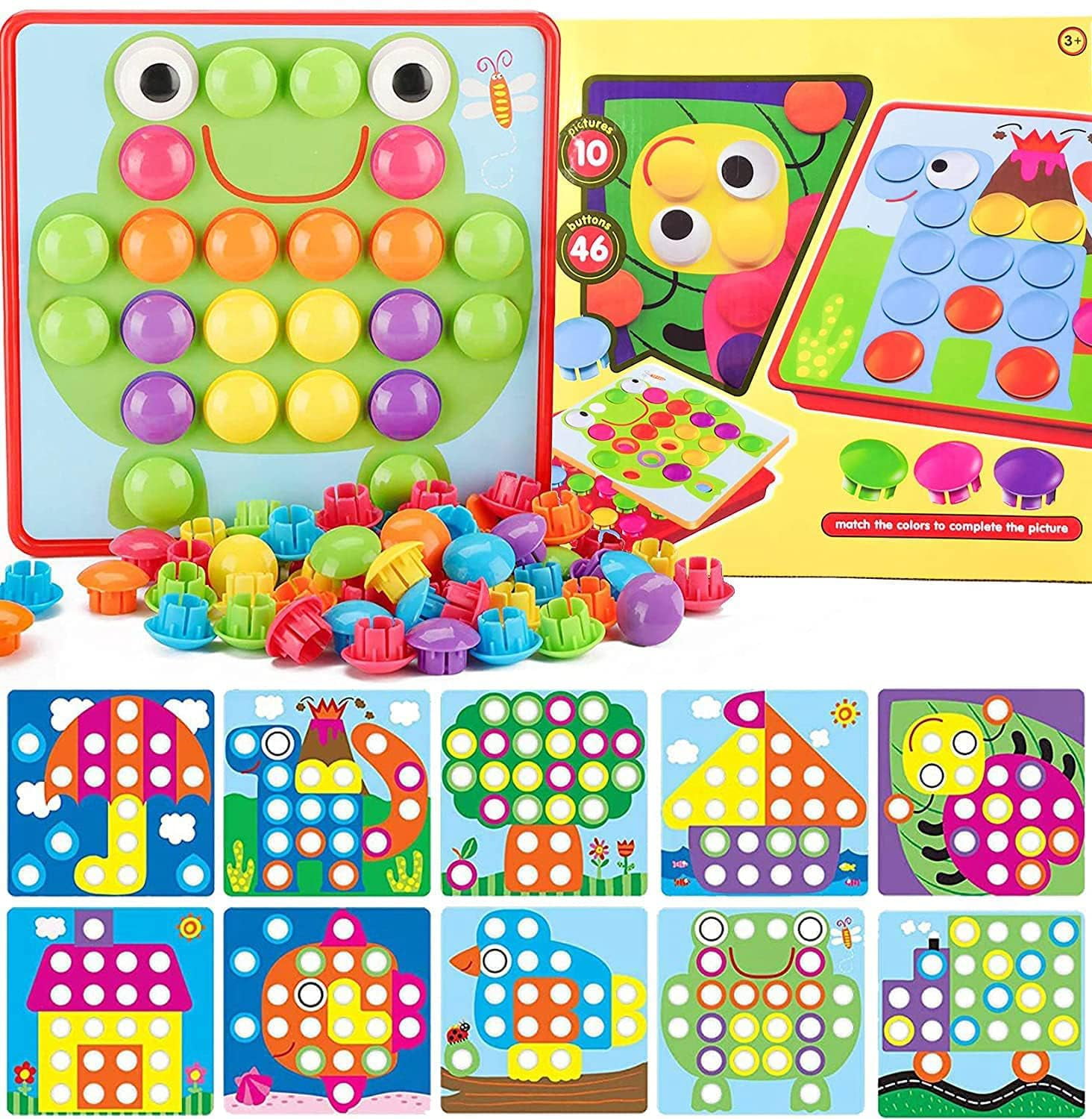 58 Pcs Button Art Toys for Toddlers,Toddler Activities Crafts for ...