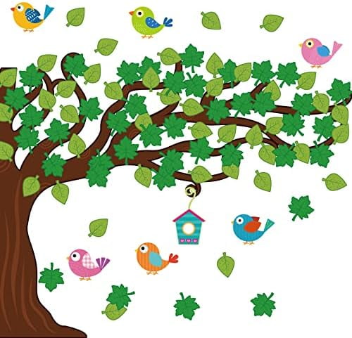 58 Pcs Classroom Tree Bulletin Board Set Trees Cutouts Border Set with ...