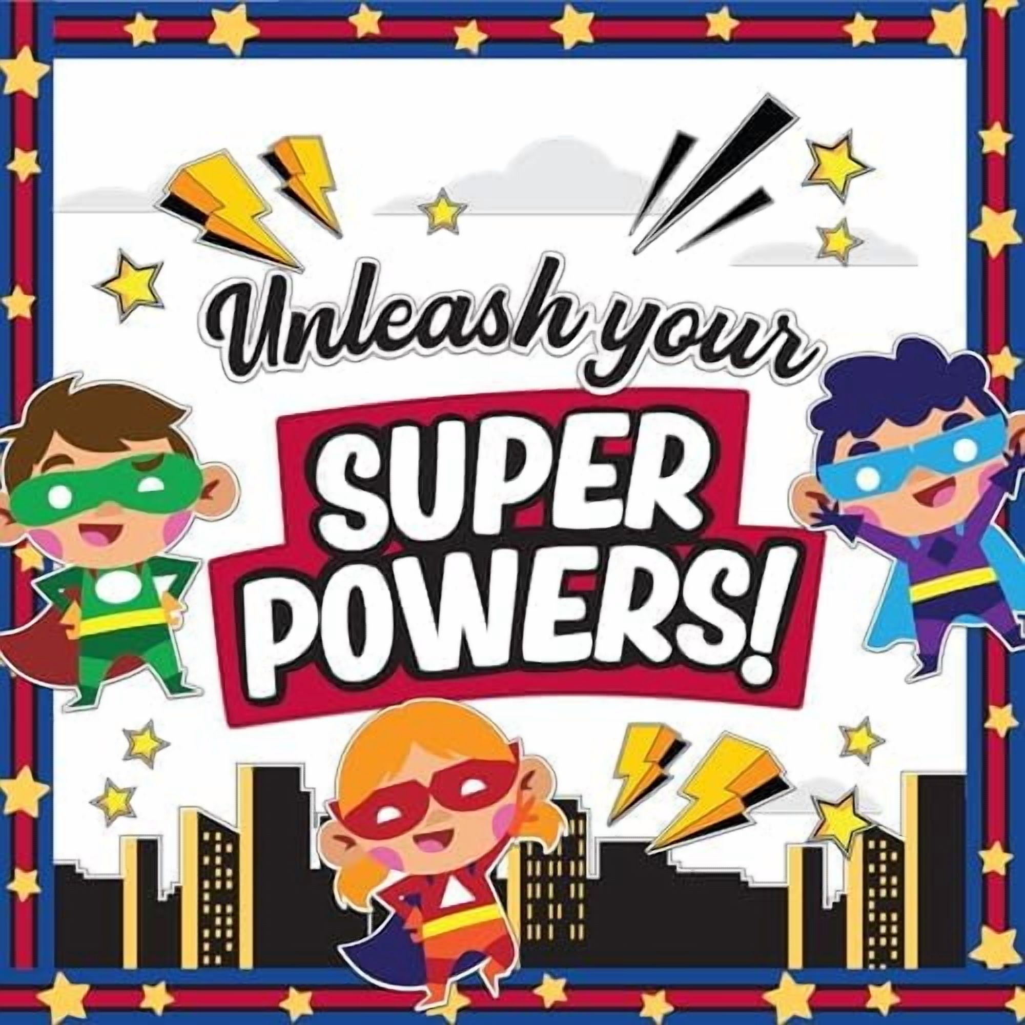 58 Pcs Cutouts Superhero Bulletin Board Decorations Set with Borders ...