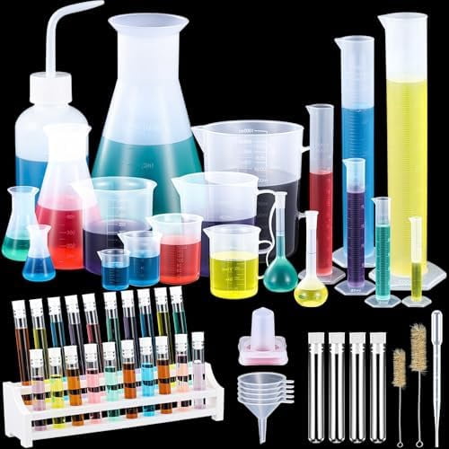 58 Pcs Plastic Beakers Set Include 6 Graduated Cylinder 7 Beakers 6 ...