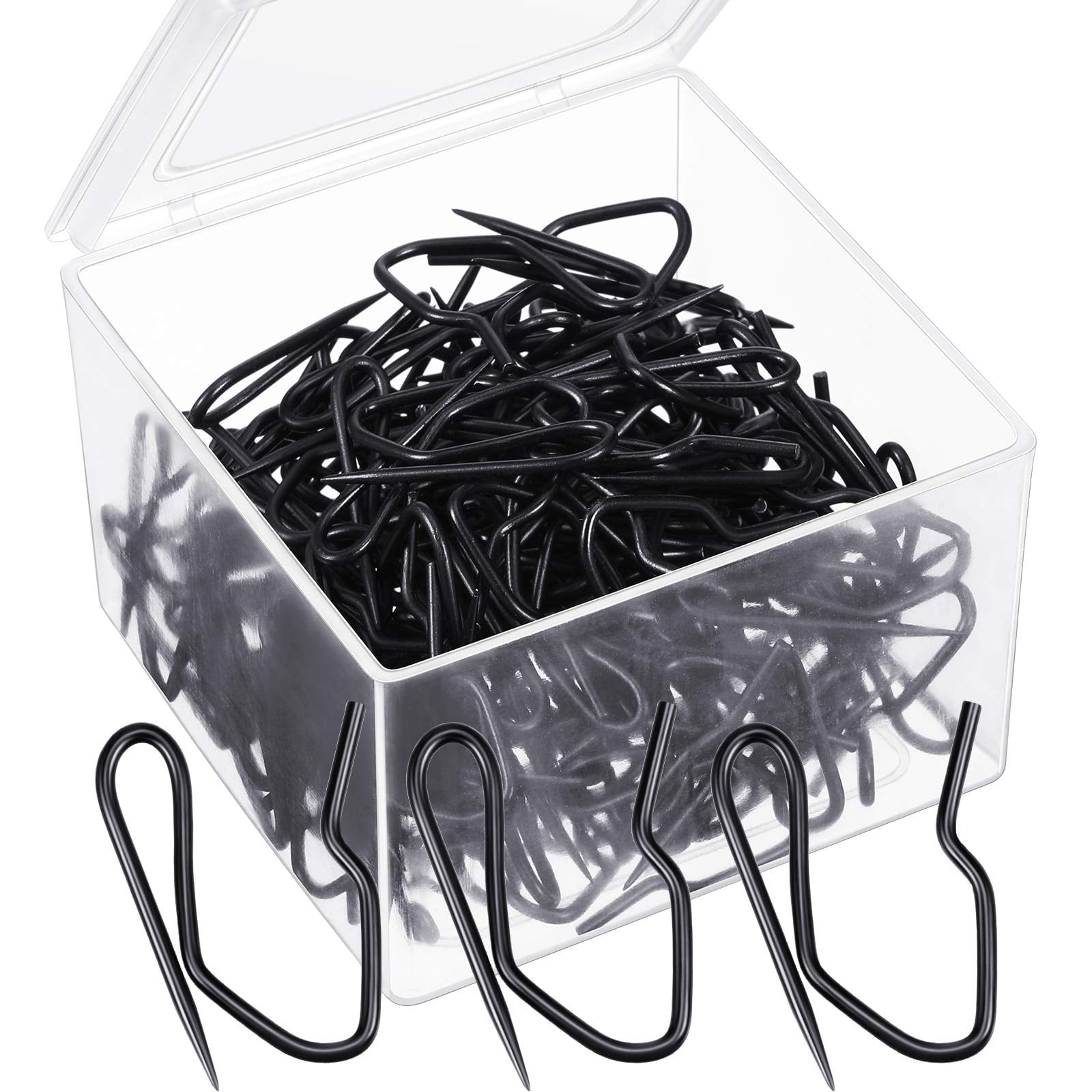 58 Piece Metal Curtain Hooks for Pleated Tabs Loop Slides Rod Rings, 1. ...