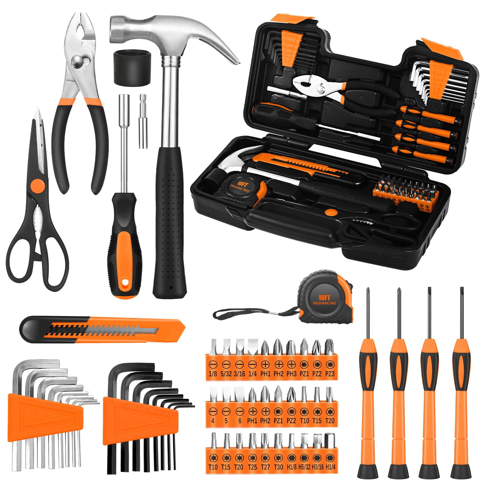 58-Piece Tool Kit Basic Home Repair Tool Set, General Household Hand ...
