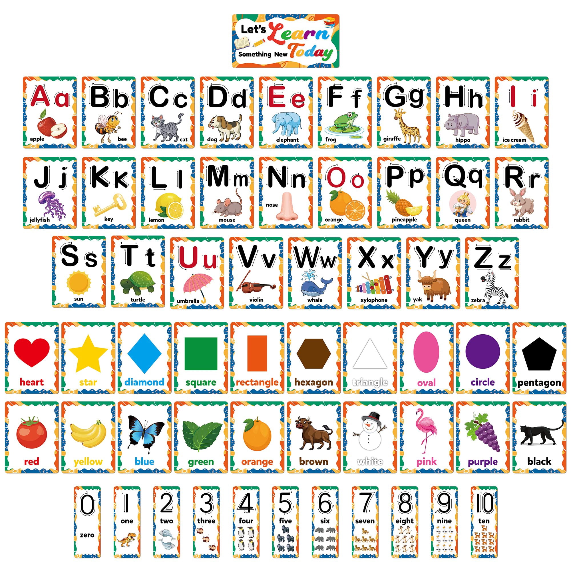 58 Pieces Alphabet And Number Bulletin Board Set Manuscript Educational ...