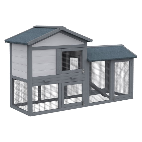 58" Rabbit Hutch Outdoor Indoor, Wooden Bunny Cage for 1-2 Rabbits ...