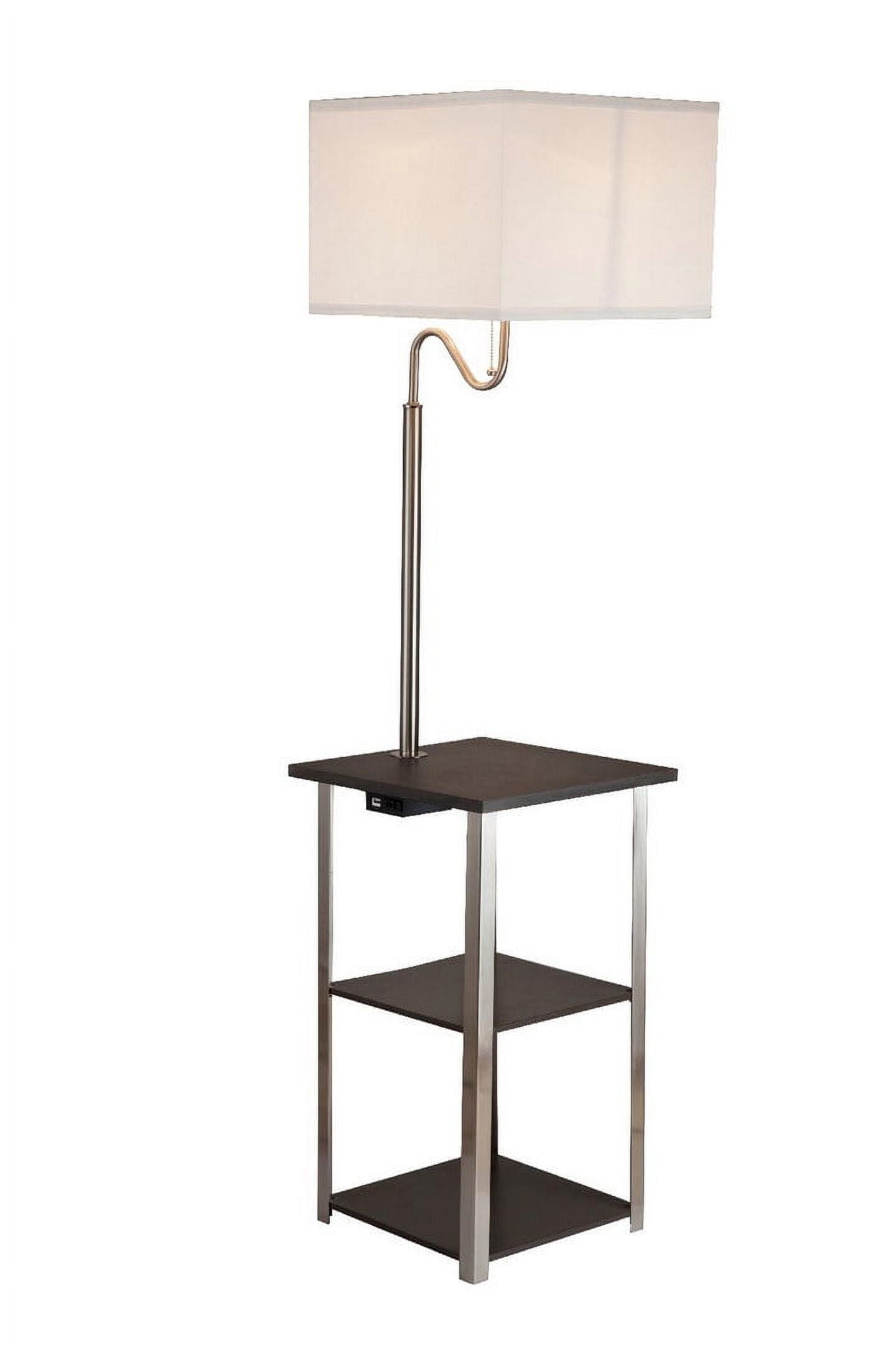 58" Side Table Floor Lamp – Silver w/ USB Charging & 100W Max, Brown ...