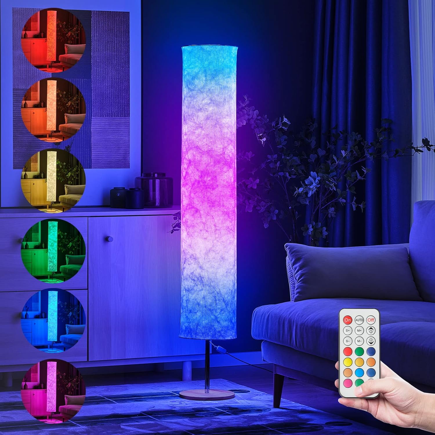58" Simple Design Modern Slim RGB 16 Color Changing LED Tyvek Fabric ...