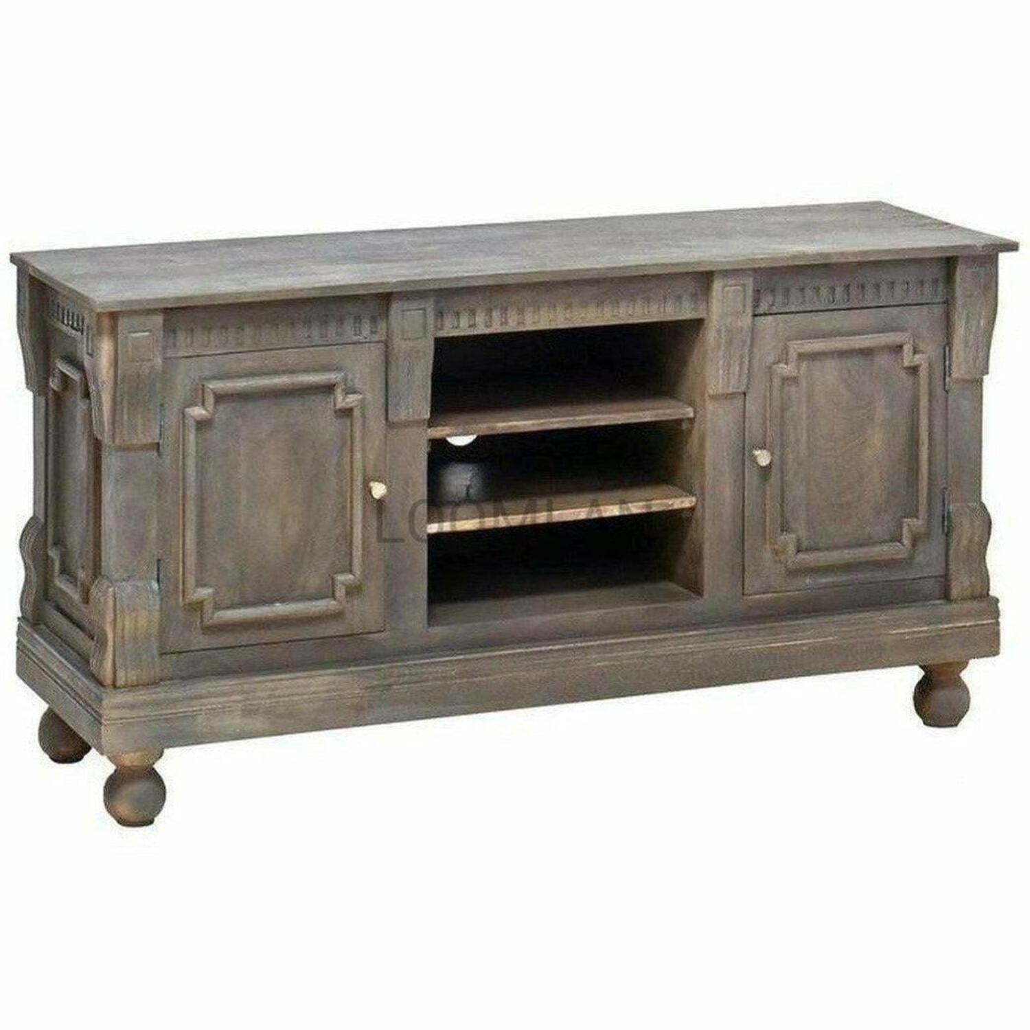 Hand carved tv stand store